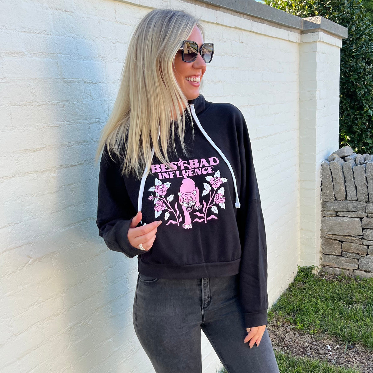 Pink Panther Crop Hoodie – Best Bad Influence